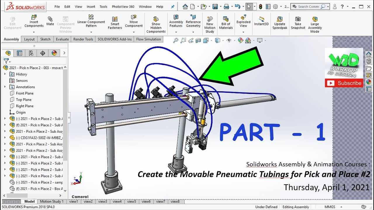 Solidworks Courses - Create the Movable Pneumatic Tubings for Pick and ...
