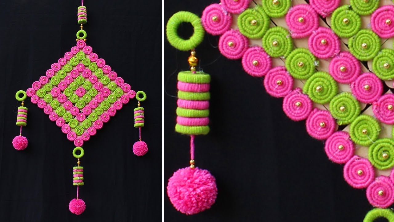 Woolen craft wall hanging - Simple way to do #5 - Woolen craft ideas ...