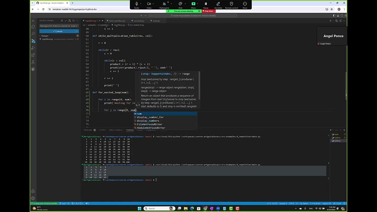 061024 COSC 1336 Python nested for range - YouTube
