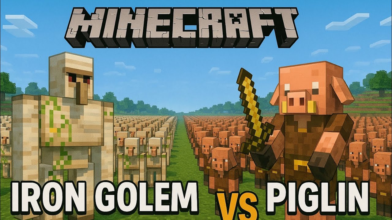 Minecraft Iron Golem Vs Piglin Army - YouTube