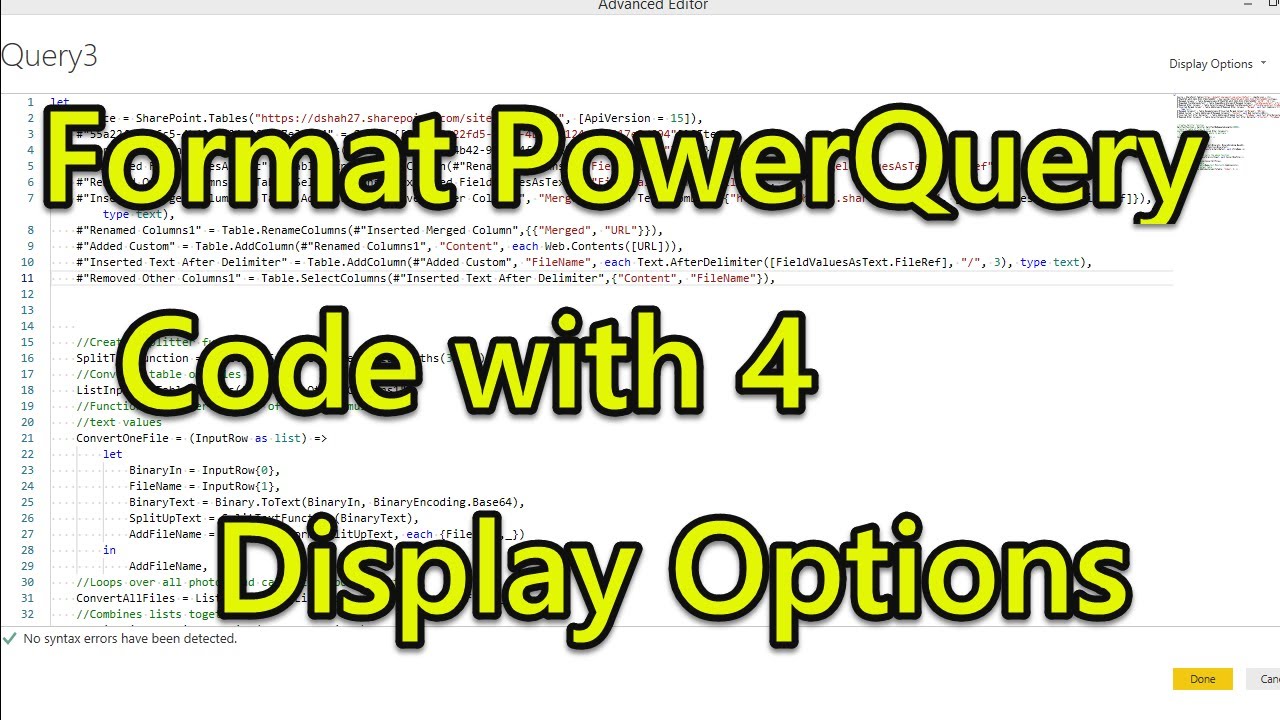 Format Your Power Query Code With 4 Different Display Option YouTube Format Your Power Query Code With 4 Different Display Option YouTube