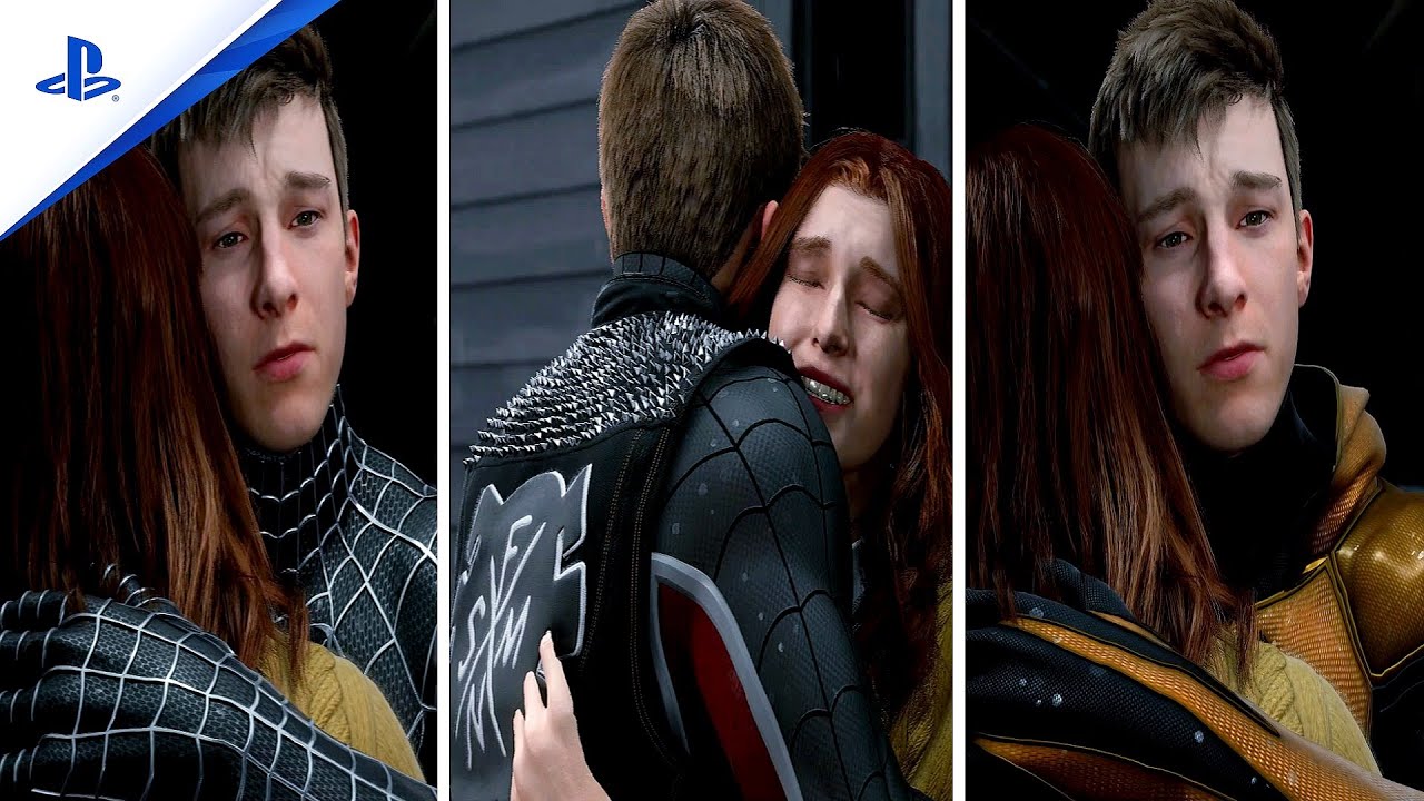 Marvel's Spider-Man 2 Peter Hugs MJ With All Suits Full Scenes - YouTube
