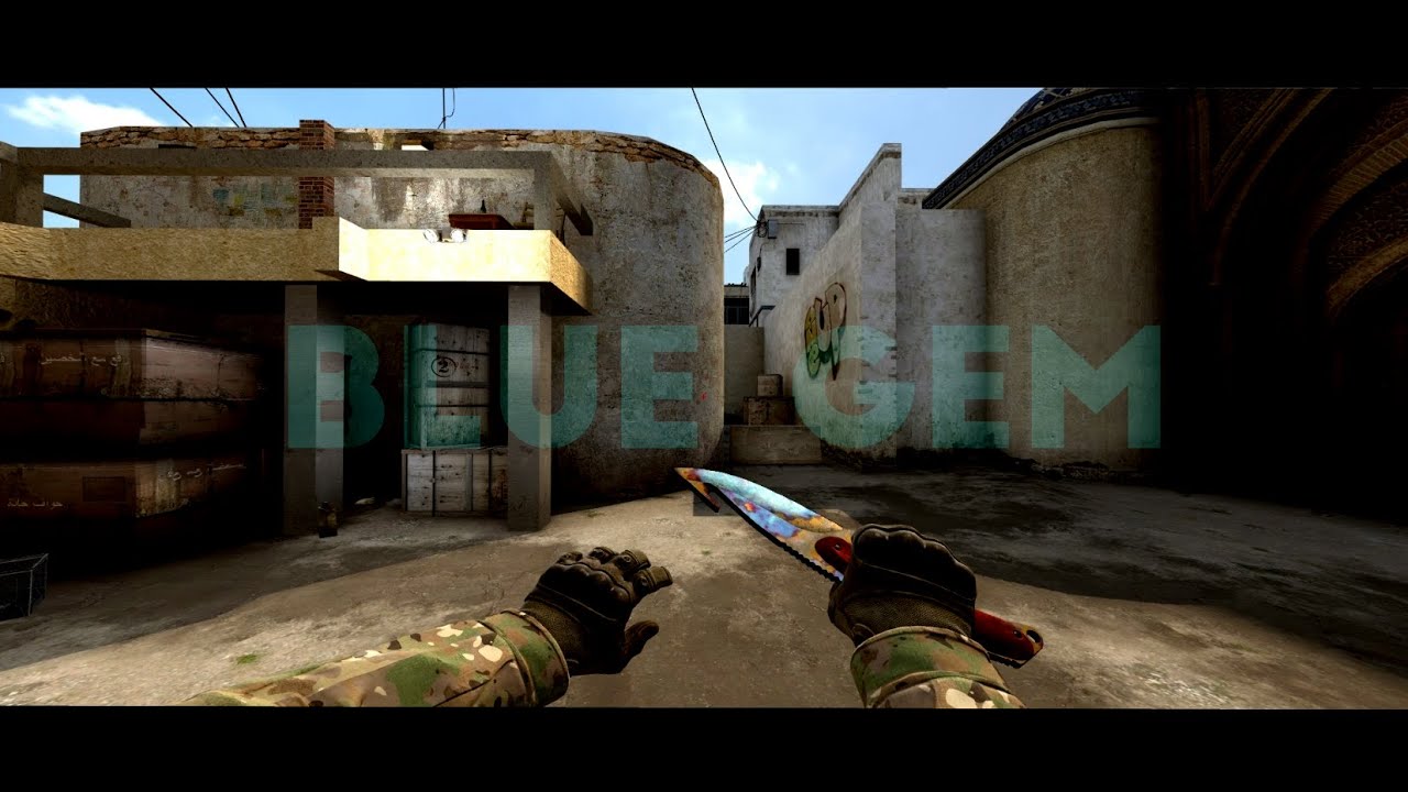 Gut Knife Blue Gem Showcase - YouTube