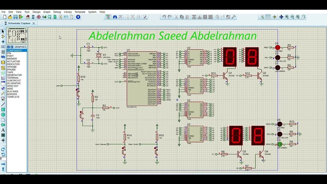 Traffic Light Proteus 8 Professional Schematic Capture - YouTube