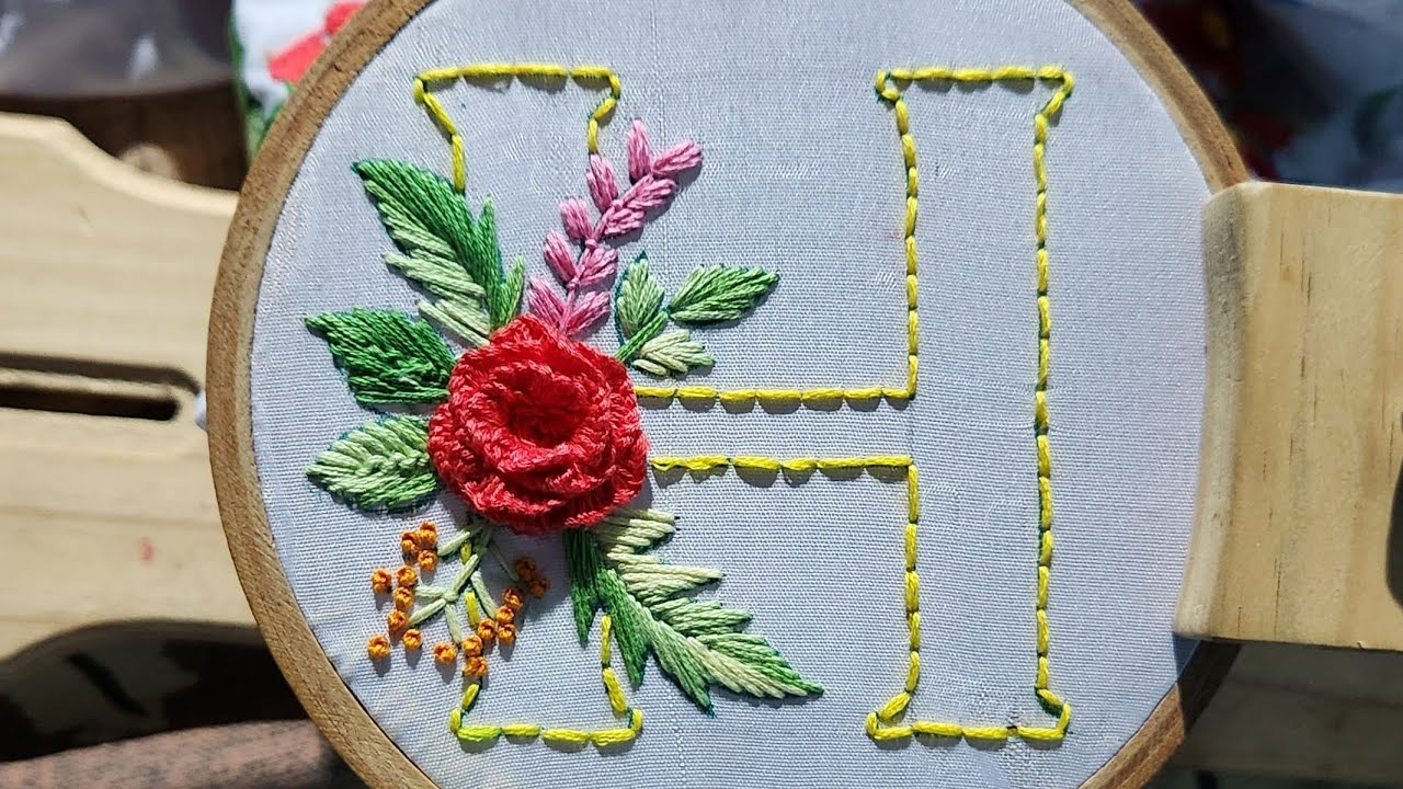 H Letter Embroidery Design | H Letter Hand Embroidery || - YouTube