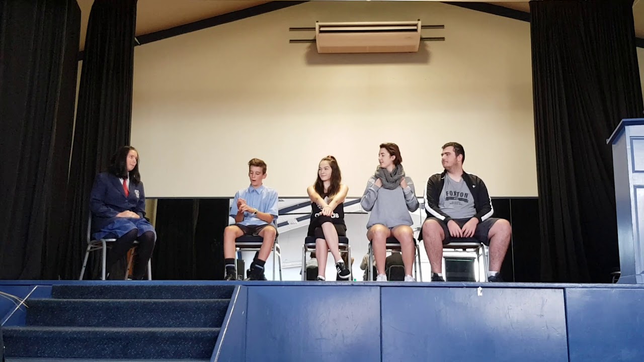 Senior Drama class improv in Assembly - YouTube