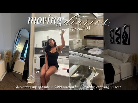 moving diaries ep3: decorating my apartment + $800 amazon haul + HUGE grocery restock + coffee bar