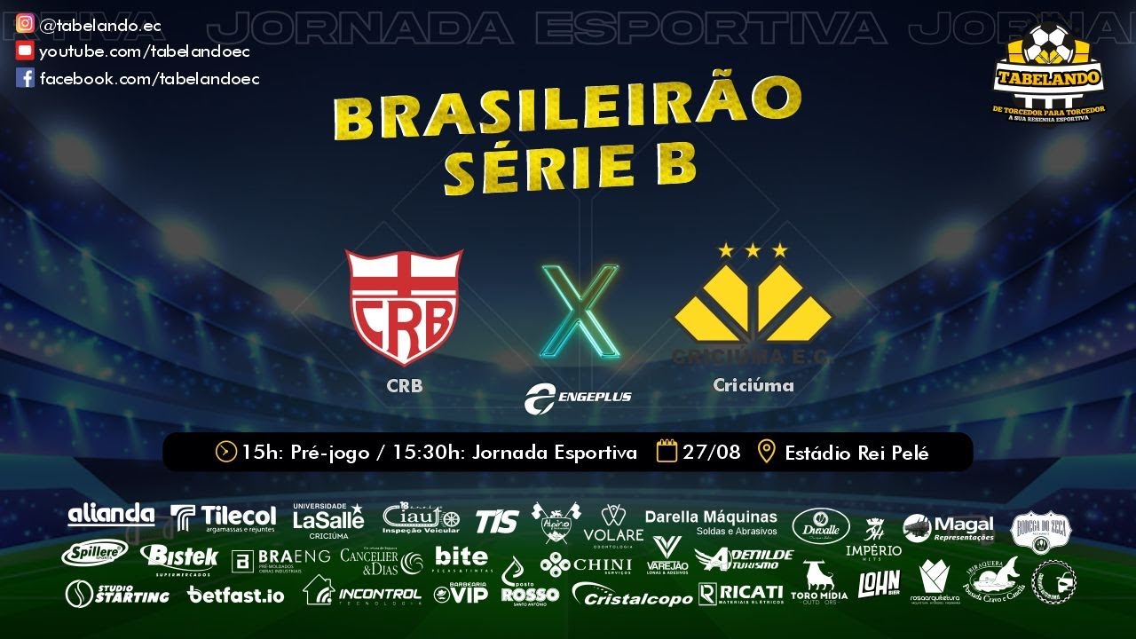 SÉRIE B 2022: CRB X CRICIÚMA - 27/08/2022 - AO VIVO - YouTube