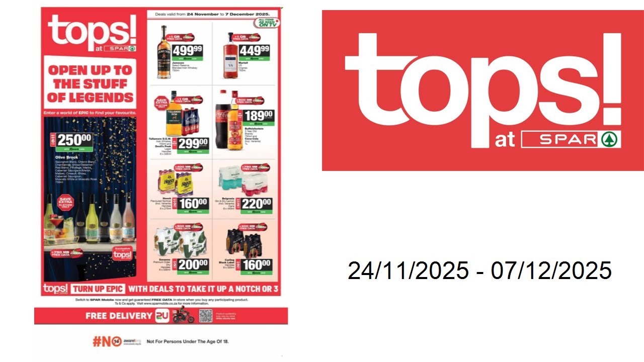 TOPS at SPAR specials - Specials - 24/11/2025 - 07/12/2025 - YouTube