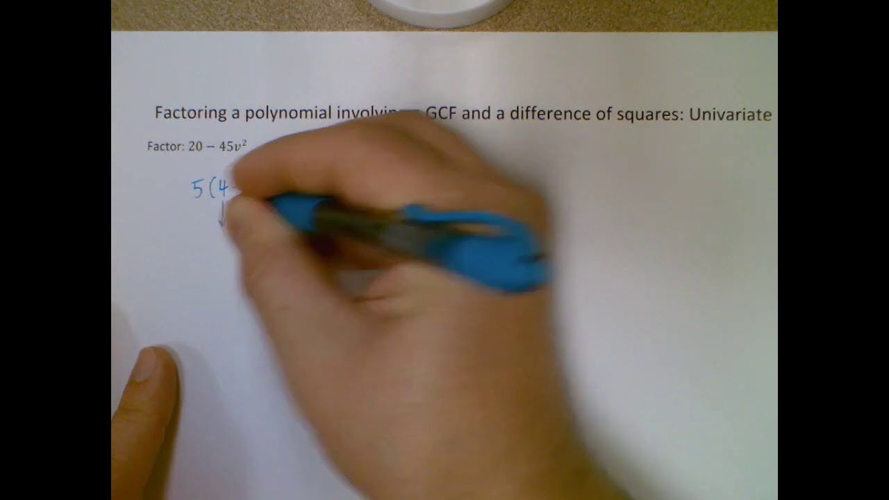 Algebra 1 - Factoring a polynomial involving a GCF and a difference of ...