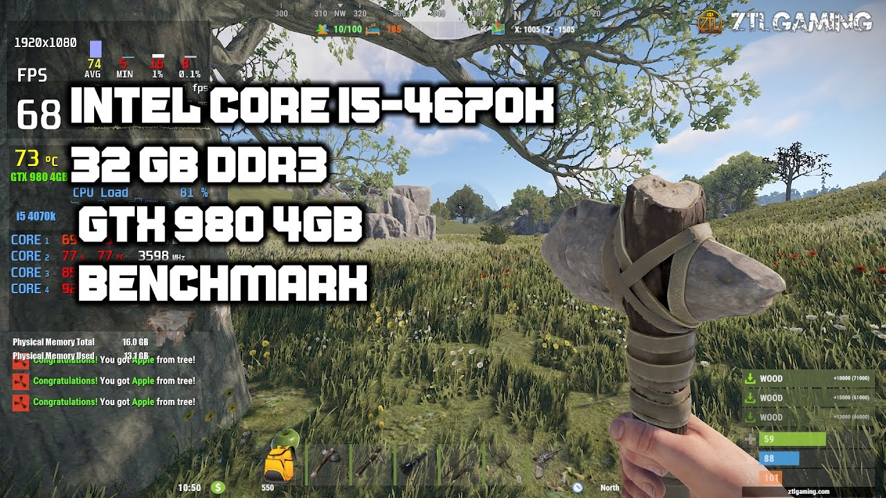 RUST Intel Core I5-4670K 32 GB DDR3 GTX 980 4GB Benchmark - YouTube