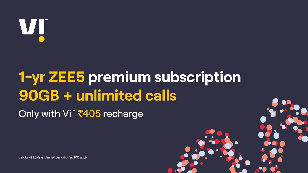Get 1-yr ZEE5 premium subscription 90GB + unlimited calls only with Vi ...