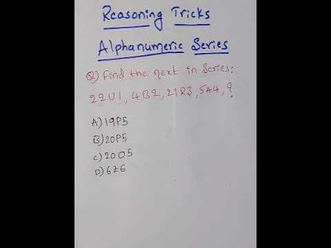 Reasoning Tricks | Alphanumeric Series #mathstricks #mathsshorts # ...