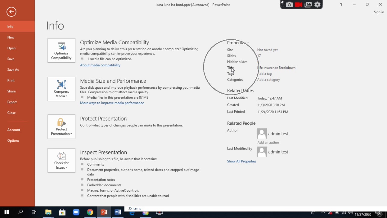 changing the file properties of a PowerPoint documet - YouTube