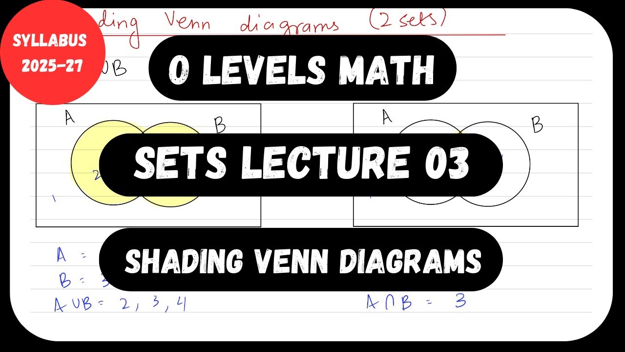 O LEVELS MATH - SETS LECTURE 03 - SHADING VENN DIAGRAMS - YouTube
