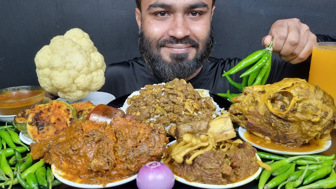 EATING MUTTON BOTI CURRY, BEEF MUSHROOM CURRY, GOAT HEAD, FISH CURRY ...