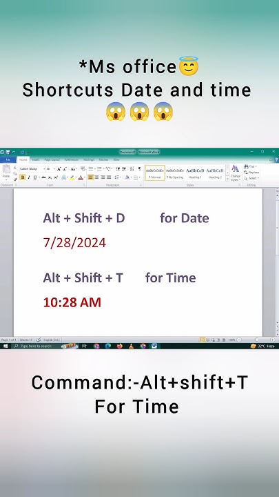 date and time command in MS word | date | time | #ytshort #shorts #computertech001 #msoffice ...