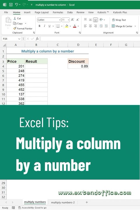 Multiply a column by a number in Excel - YouTube