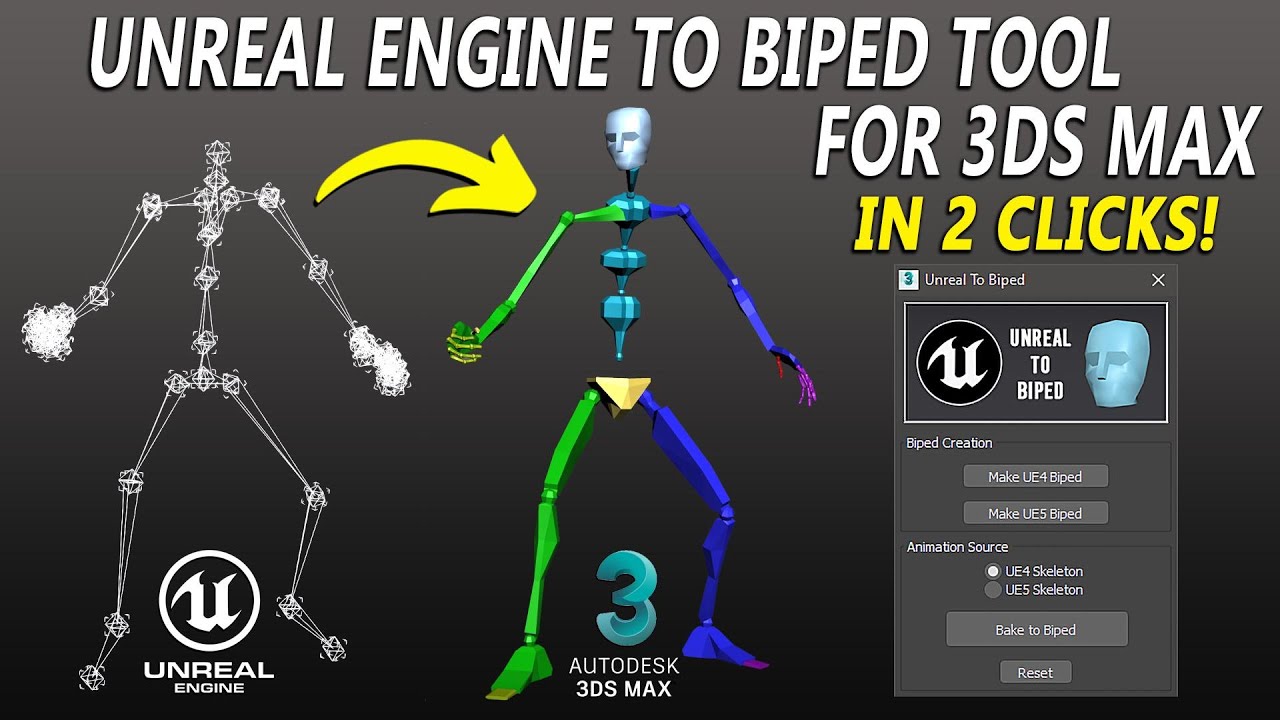 Transfer Unreal Animations To 3ds Max Biped In 2 Clicks Youtube