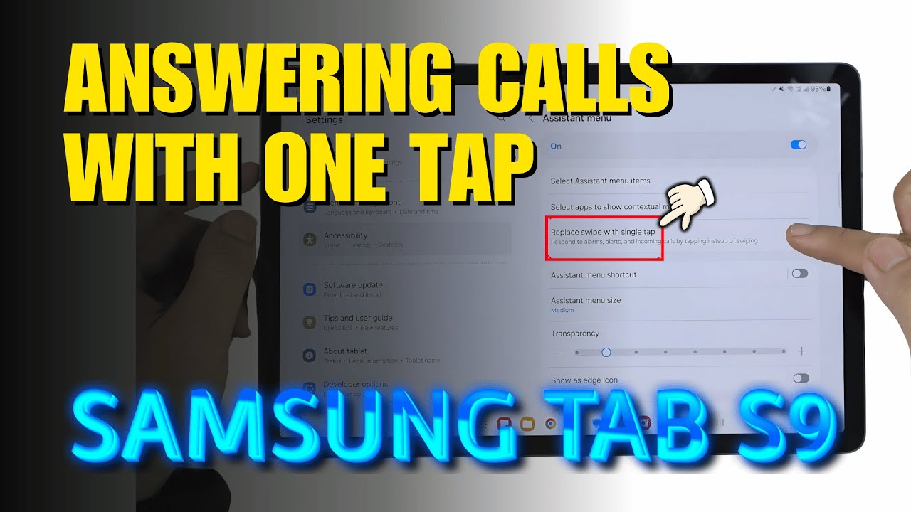 How to Answering Calls with One Tap on Samsung Galaxy Tab S9 - YouTube