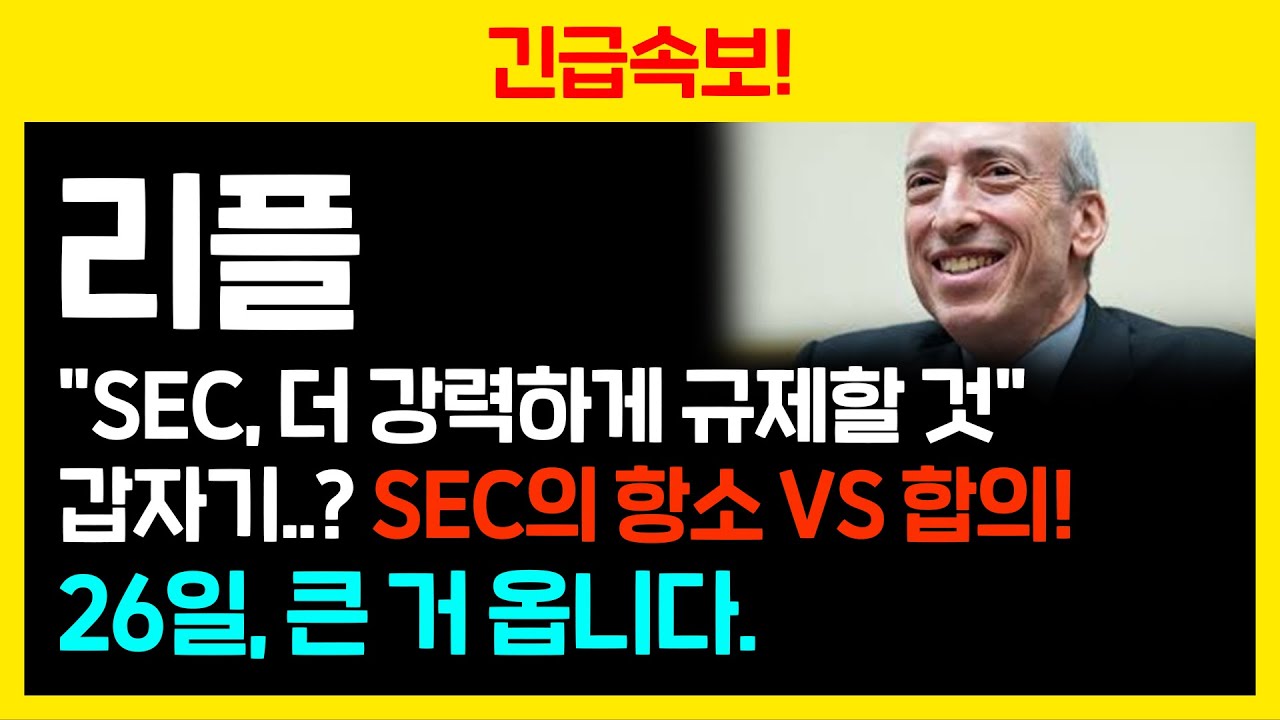긴급속보 리플 Sec 더 강력하게 규제할 것갑자기 Sec의 항소 Vs 합의26일 큰 거 옵니다 Youtube
