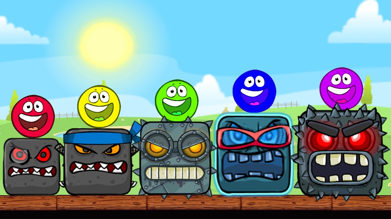 RED BALL 4:Red Yellow Green Blue Pink Ball vs ALL BOSS 'Normal vs ...