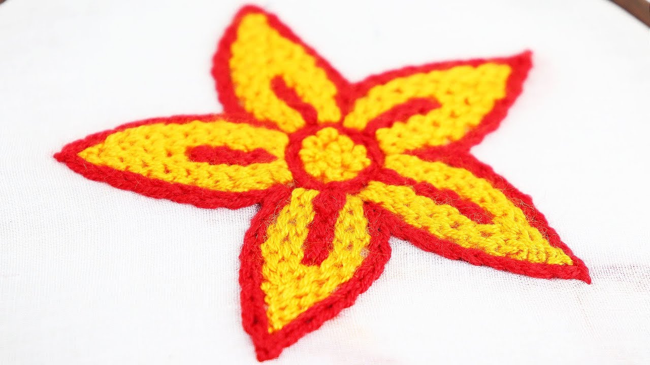 Hand Embroidery: Raised Chain Flower Stitch by Shanaz's - YouTube