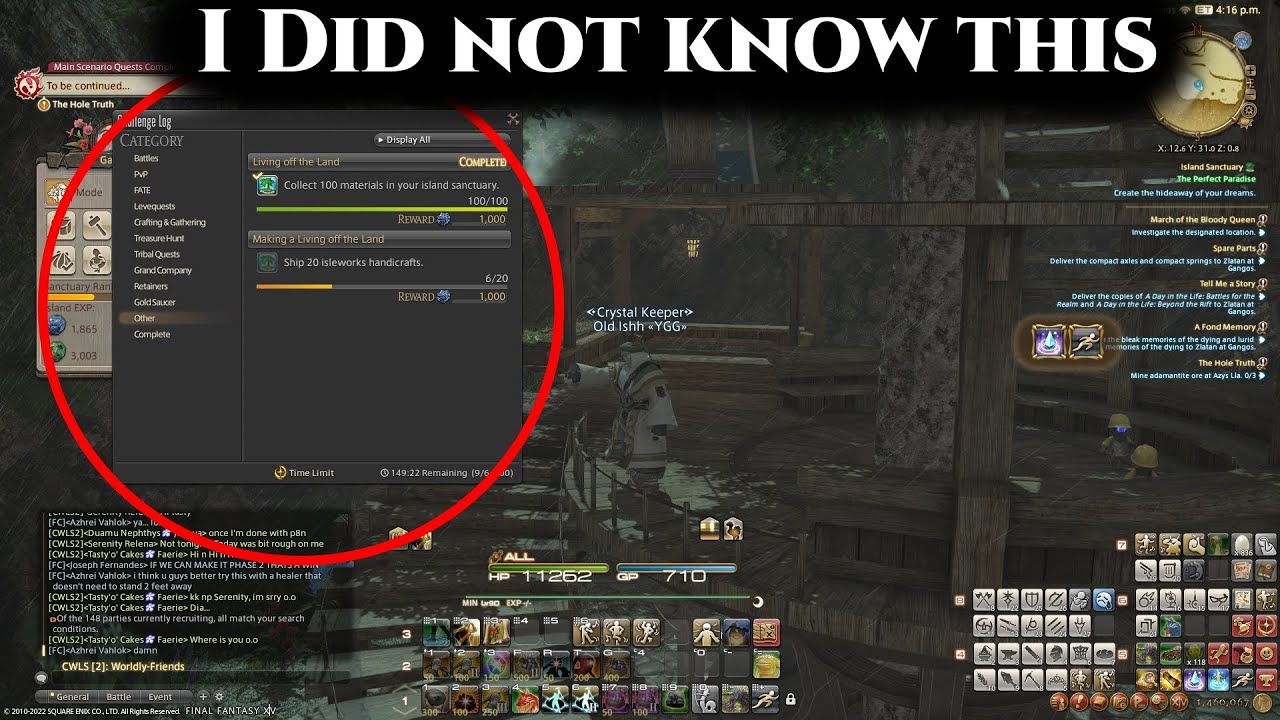 FFXIV Island Sanctuary Challenge Log - YouTube