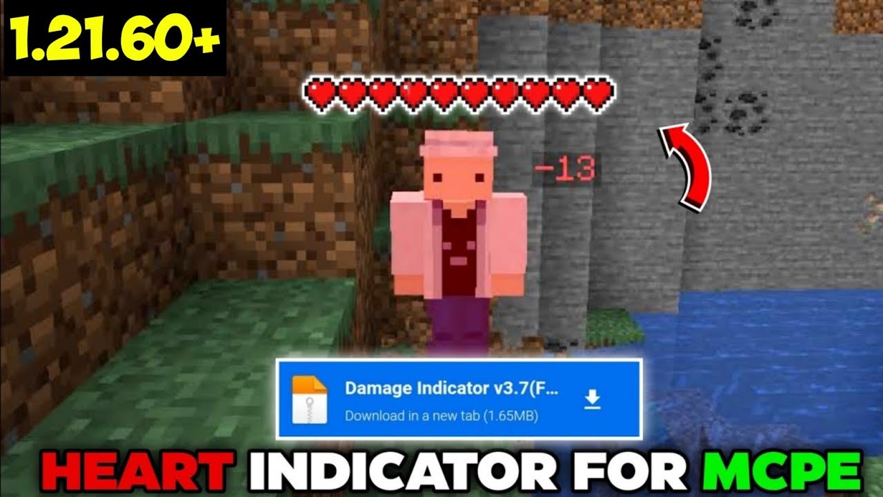 Health Indicator For Minecraft Pe 1.21/1.21.60 | Heart Indicator MCPE 1 ...
