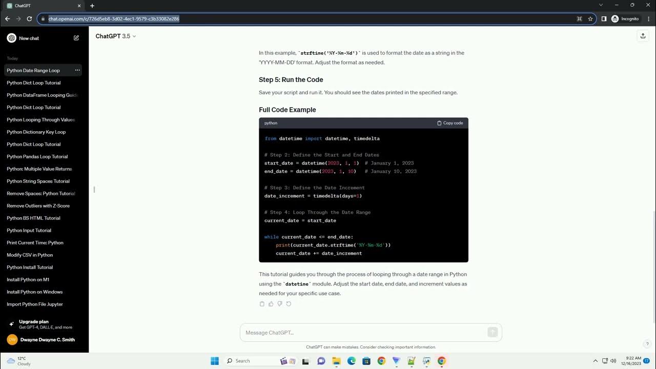 python loop through date range - YouTube