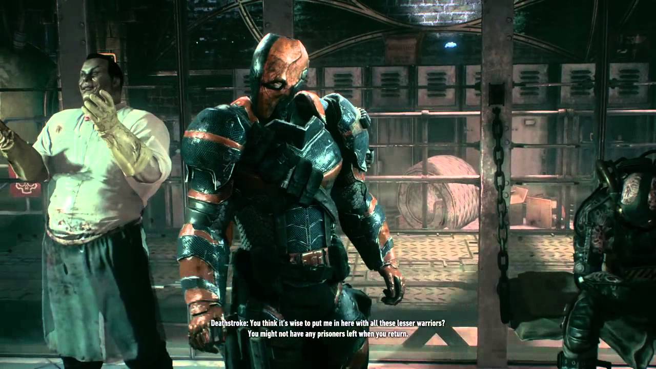 BATMAN™: ARKHAM KNIGHT putting deathstroke in jail - YouTube