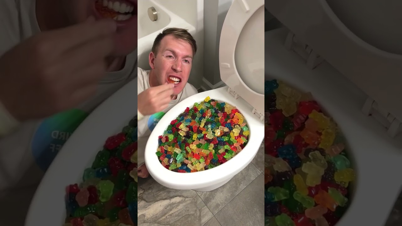 Eating Gummy Bears Candy in Toilet #shorts #food - YouTube