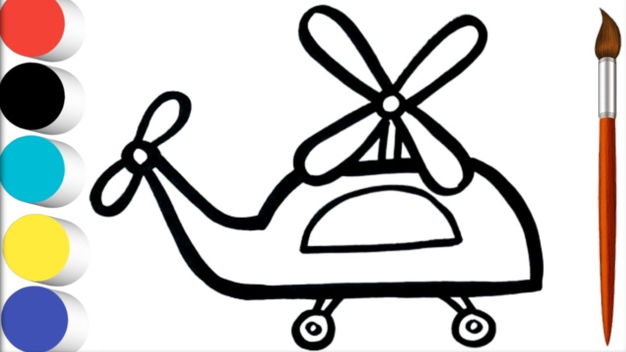 Helicopter 🚁 Easy Drawing, Painting & Coloring For Kids and Toddlers ...