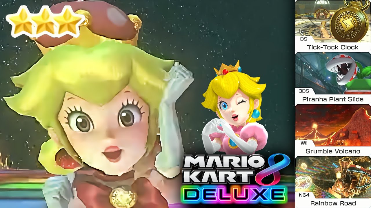 Mario Kart 8 Deluxe Peachette Gameplay Lightning Cup 3 Stars - YouTube
