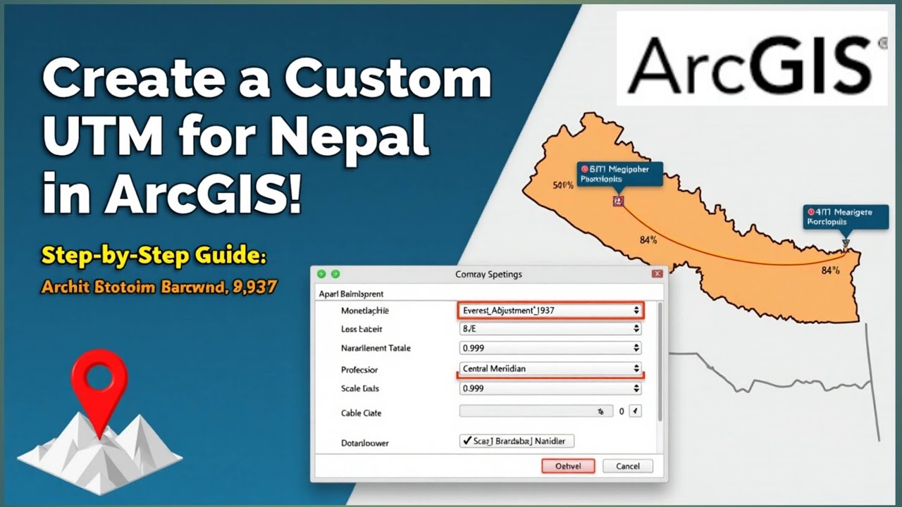 How To Create Modified UTM Used Nepal In ArcGIS - YouTube