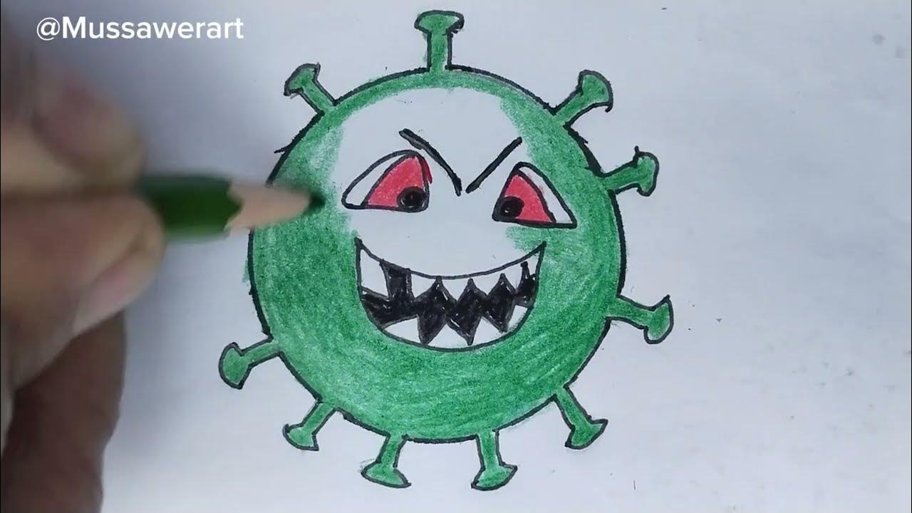 How to draw a Corona Virus||easy drawing ideas||easy drawing tutorial ...