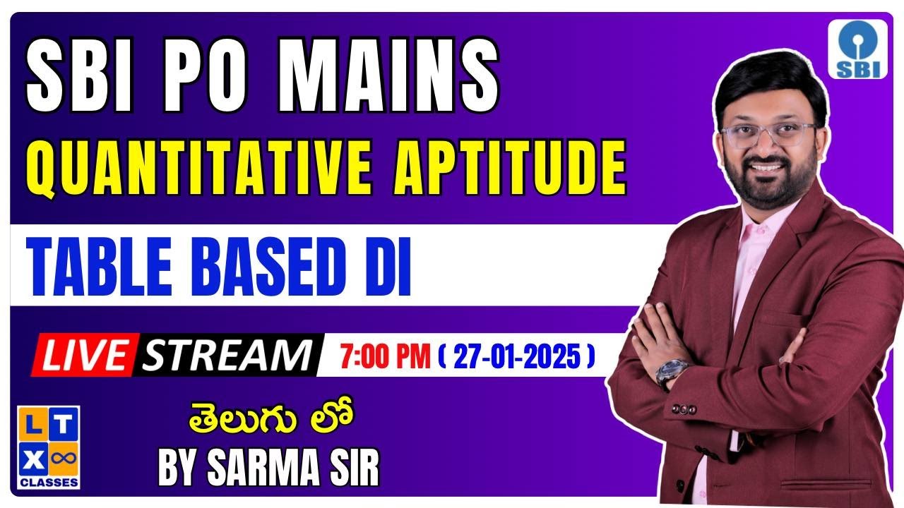 SBI PO Mains Quant : Table Based DI | By Sarma Sir | SBI PO | SBI CLERK ...