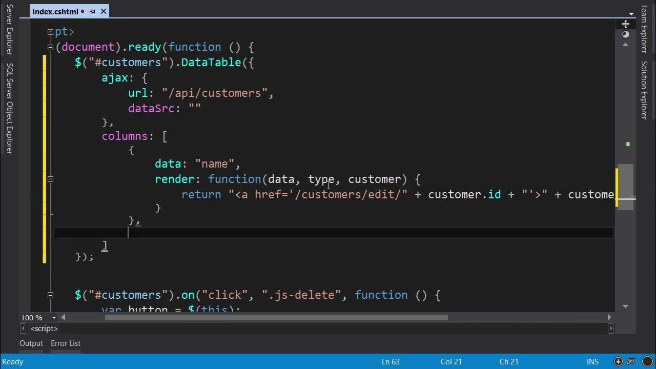 ASP.NET #73 - DataTables with Ajax Source [By Mosh Hamedani] - YouTube