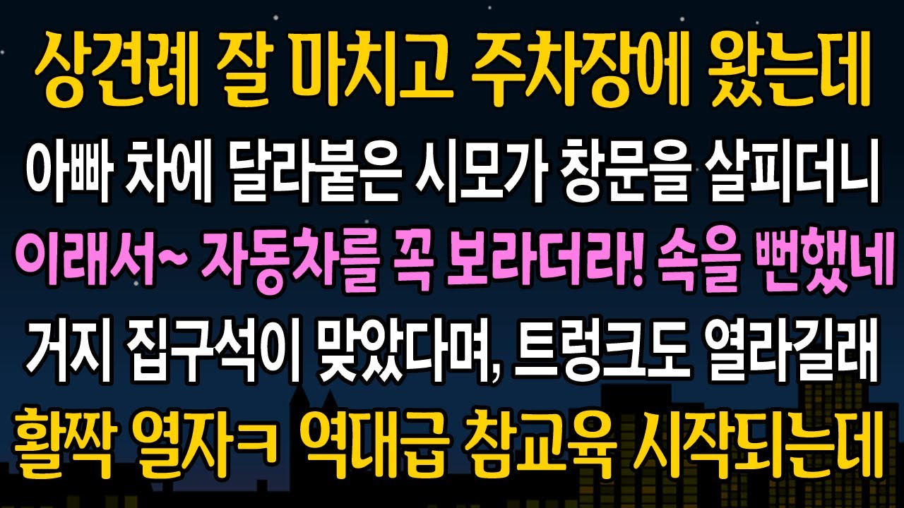 반전 사연 상견례 잘 마치고 양가 부모님과 주차장에 왔는데 예비 시어머니가 아빠 차에 달라붙더니 고래고래 소리지르던