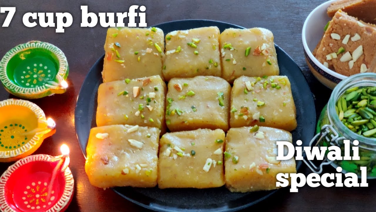 Diwali sweet recipes episode 2 | 7 cup burfi recipe |seven cup burfi | बेसन बर्फ़ी | 7 in 1 ...