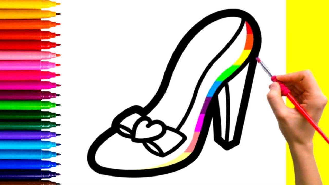 How to draw Barbie shoes/drawing,painting and coloring for kids ...