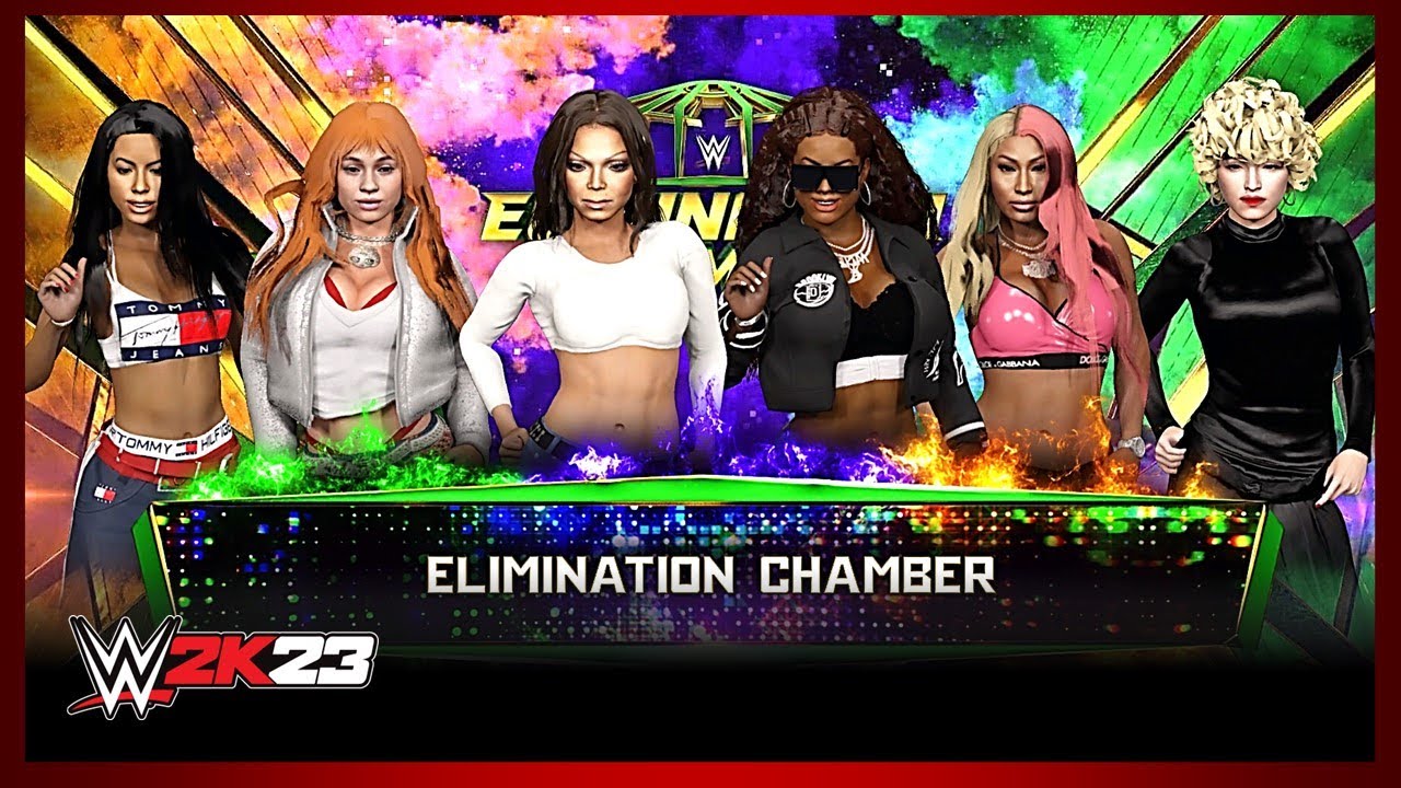 6-WOMAN ELIMINATION CHAMBER (random custom characters) | WWE 2K23 - YouTube