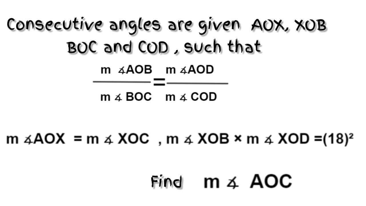 consecutive angles are given , find the measure of angle AOC - YouTube