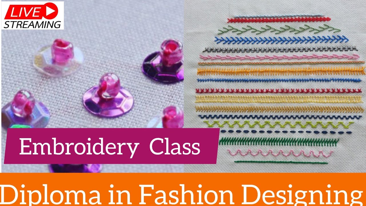Embroidery Class ( 1 ) Step by Step // Beginners Free Online FASHION ...