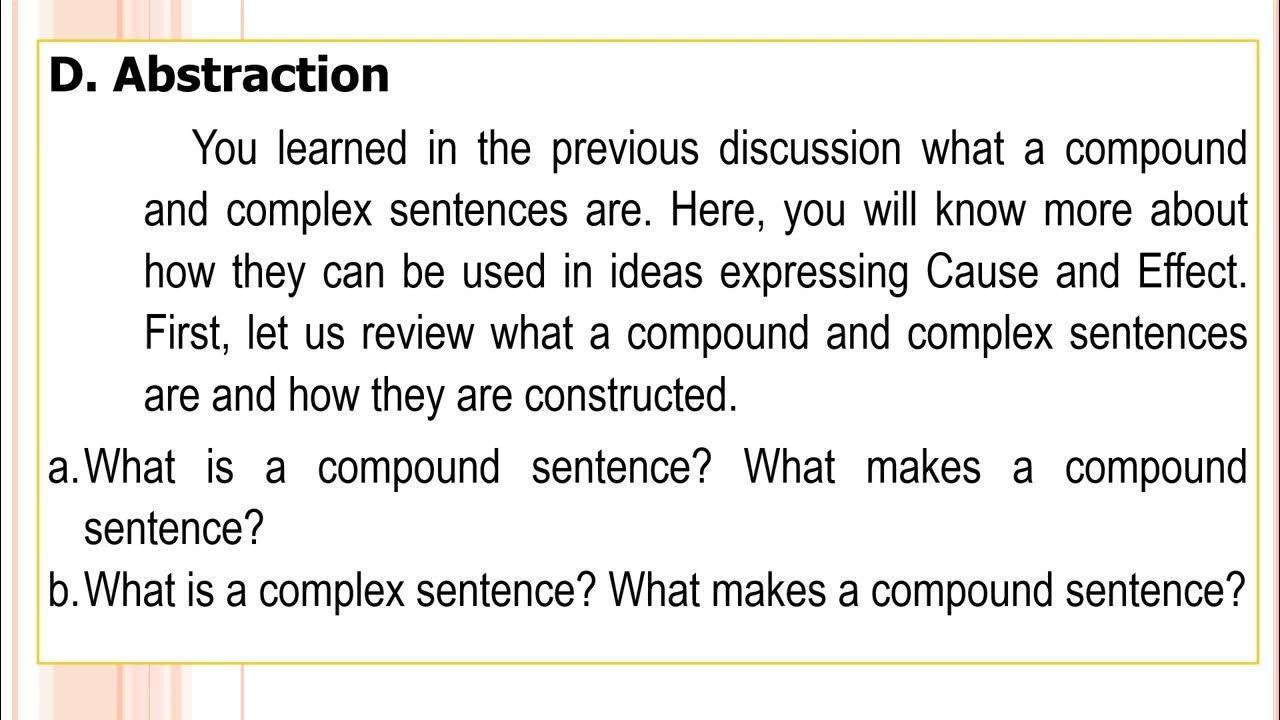 Using Compound and Complex Sentences to Show Cause and Effect ...