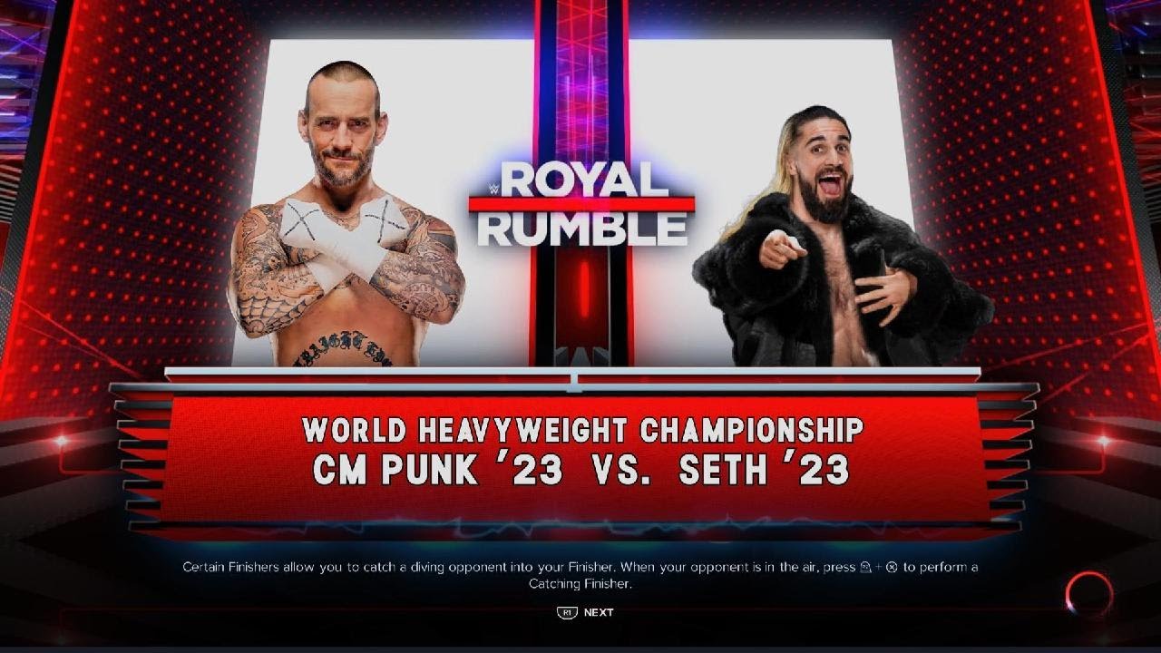 CM Punk vs Seth Rollins Royal Rumble 2024 Heavyweight championship match WWE 2K23 - YouTube