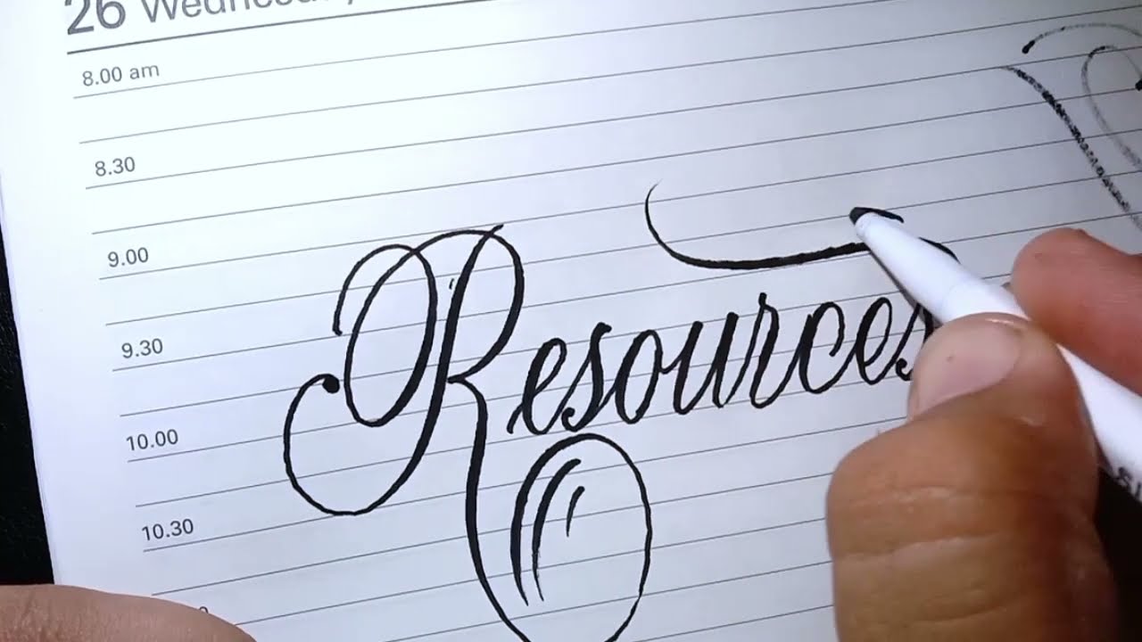 how to write Resources in stylish calligraphy - YouTube