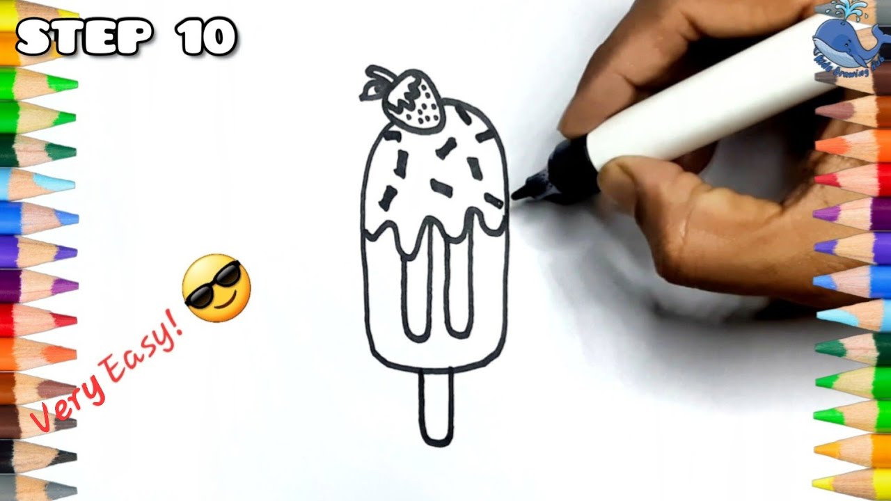 How To Draw a Popsicle | Kids Step By Step Drawing | Drawing Tutorial ...
