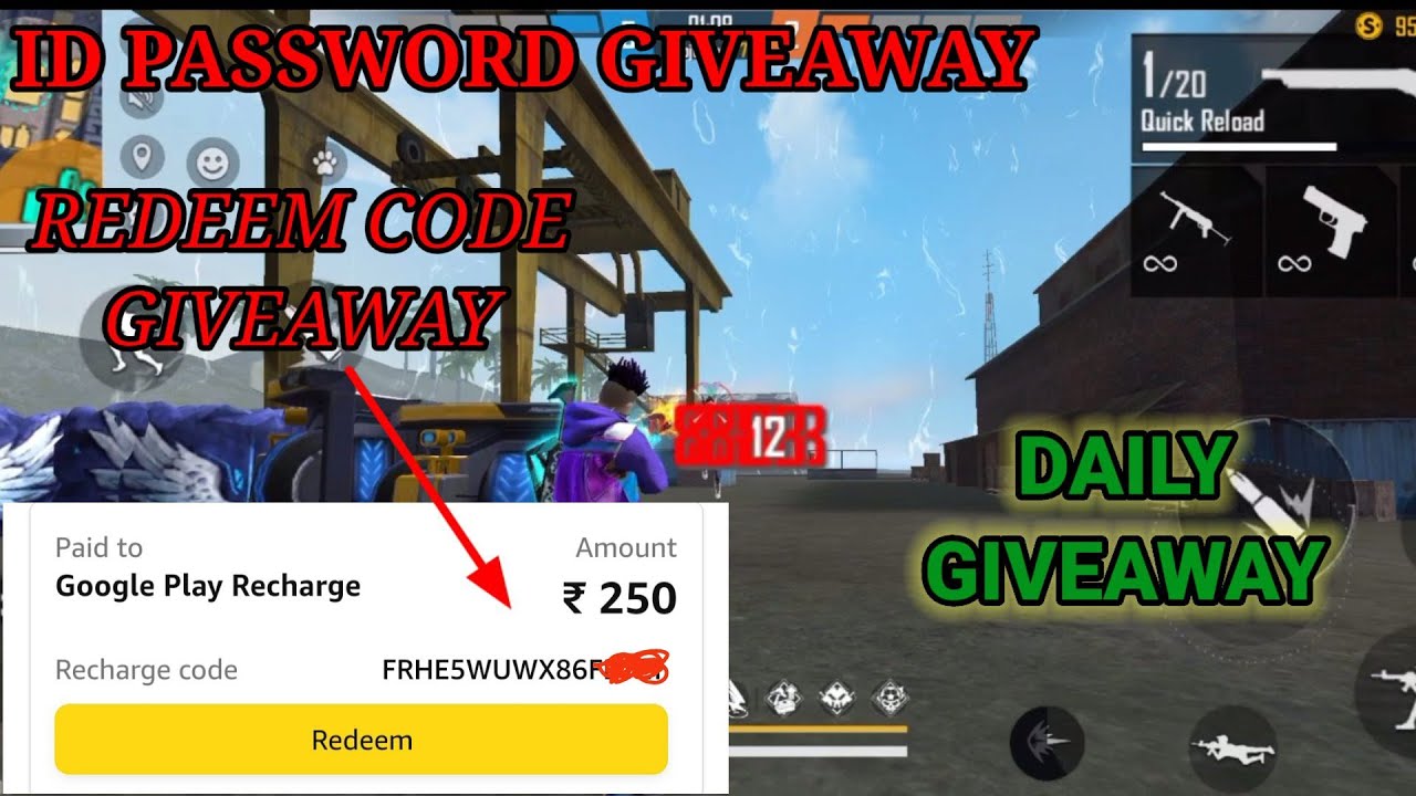 free fire id password giveaway and redeem code giveaway | hand gaming ...