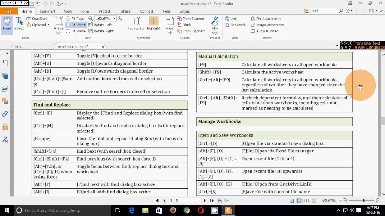 MICROSOFT EXCEL 2016 SHORTCUTS - YouTube